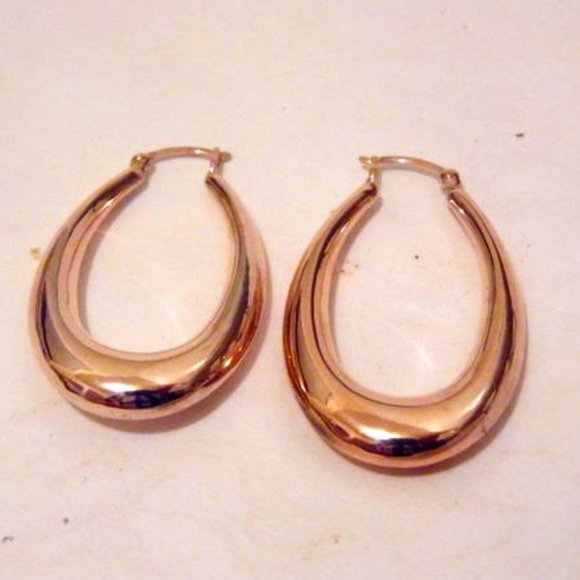 Technibond | Jewelry | Rare Technibond Oval High Polished Hoop Earrings ...